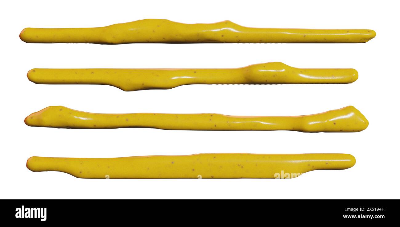 3d render of mustard sauce lines and swirls for food or restaurant ...