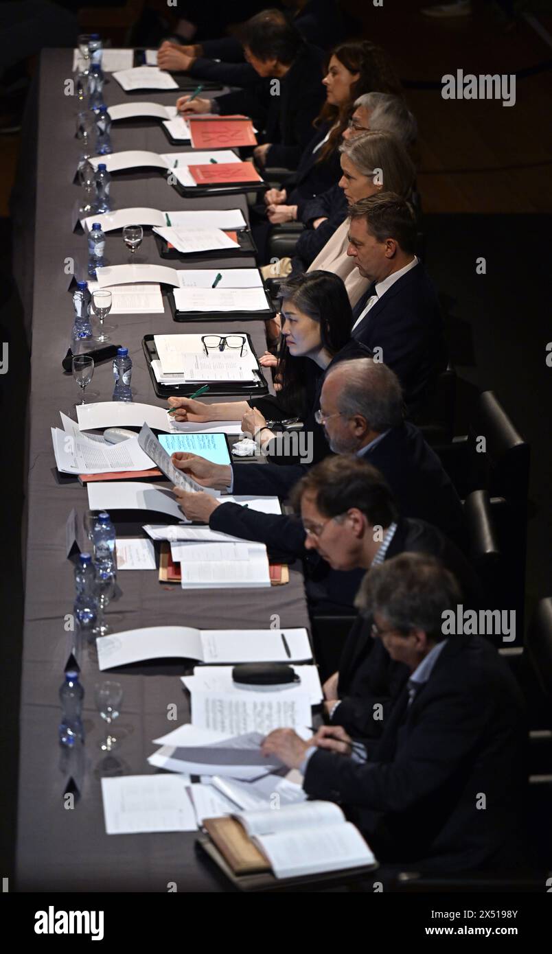 Members of the jury pictured during a royal visit to the first round of ...