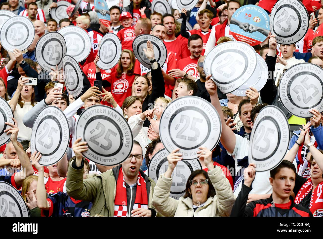 EINDHOVEN - PSV supporters in the Philips Stadium prior to a lap of ...