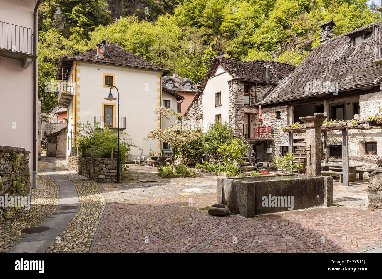 Ancient village Moghegno with rustic stone houses, hamlet of Maggia in ...