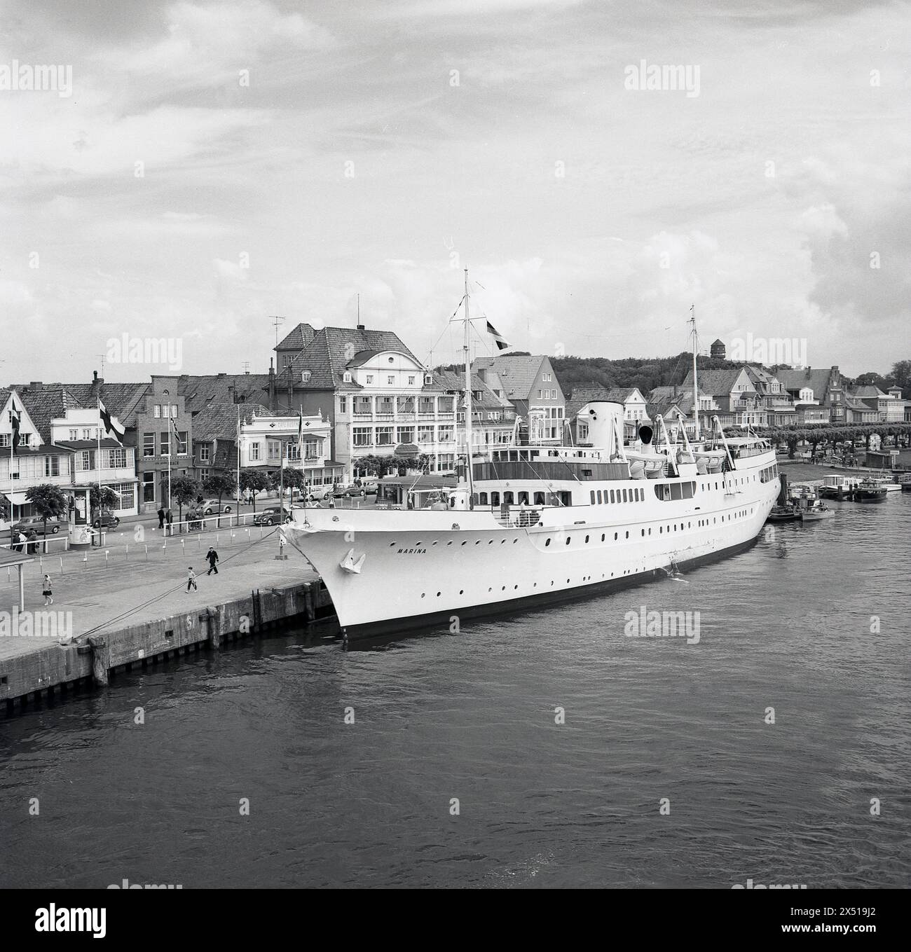 1960s, historical, the cruise steam ship, MV Marina, moored beside the ...