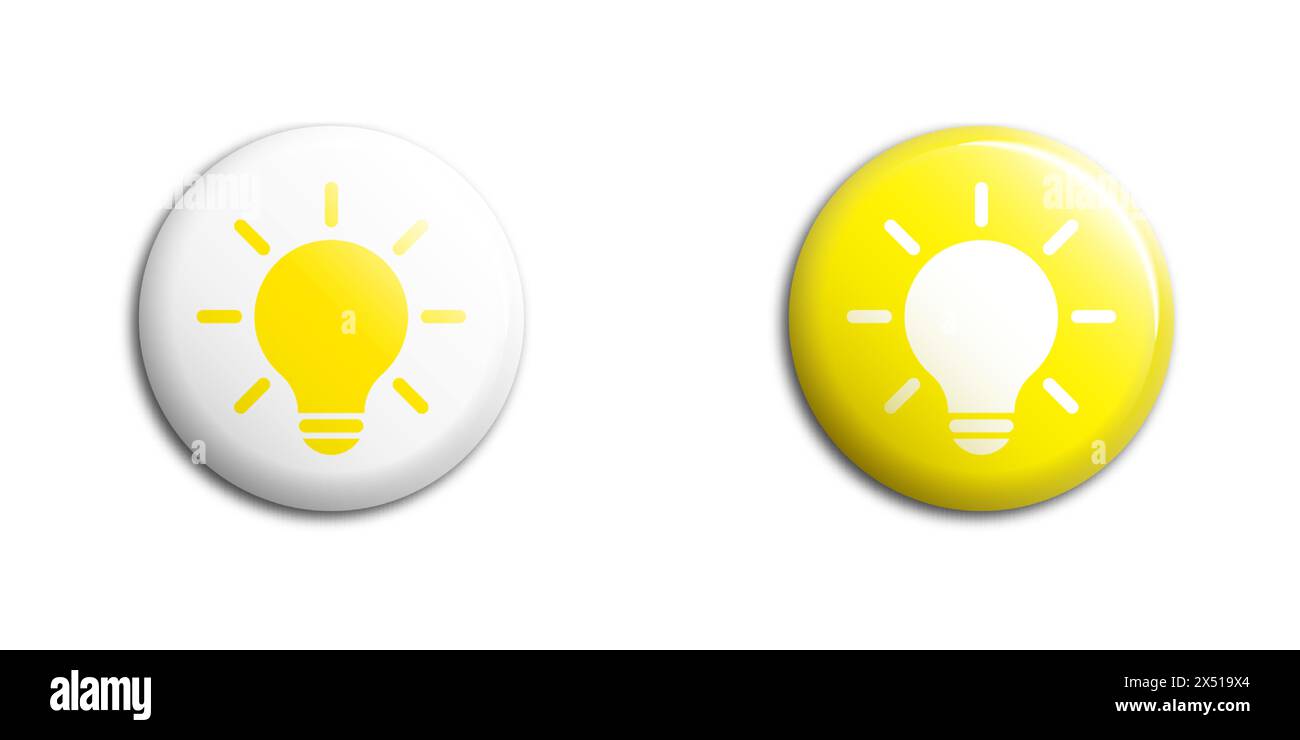 White and yellow buttons with light bulb symbol. Vector illustration ...