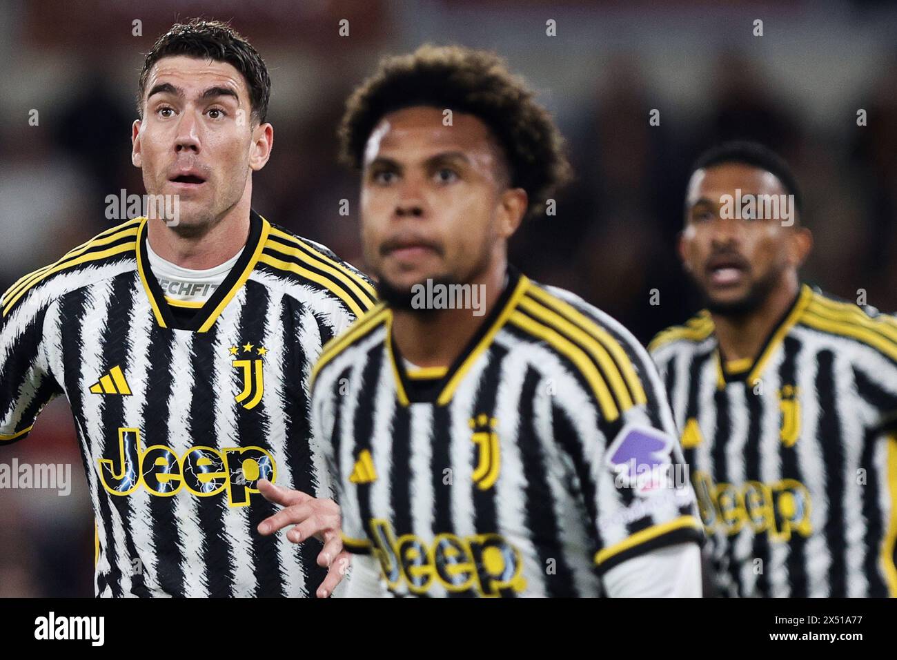 Dusan Vlahovic in action during the Italian championship Serie A ...