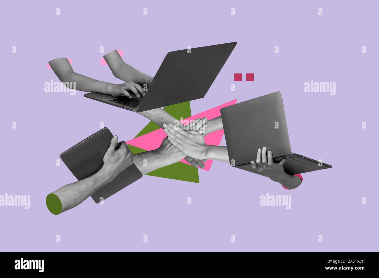 Composite photo collage of business people hand hold together unity ...