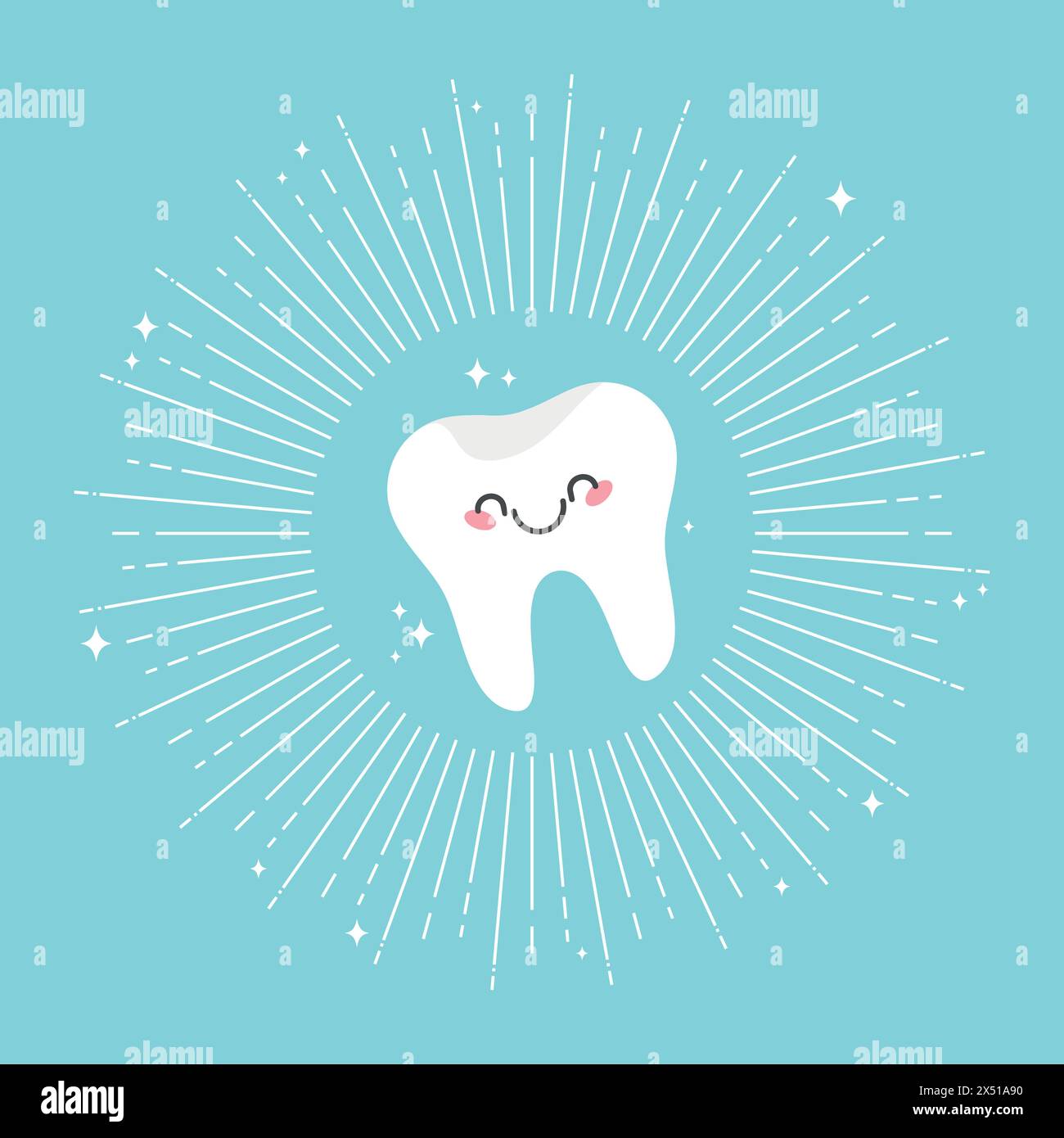 Shiny cartoon tooth. Healthy and happy tooth. Cute smiling tooth ...