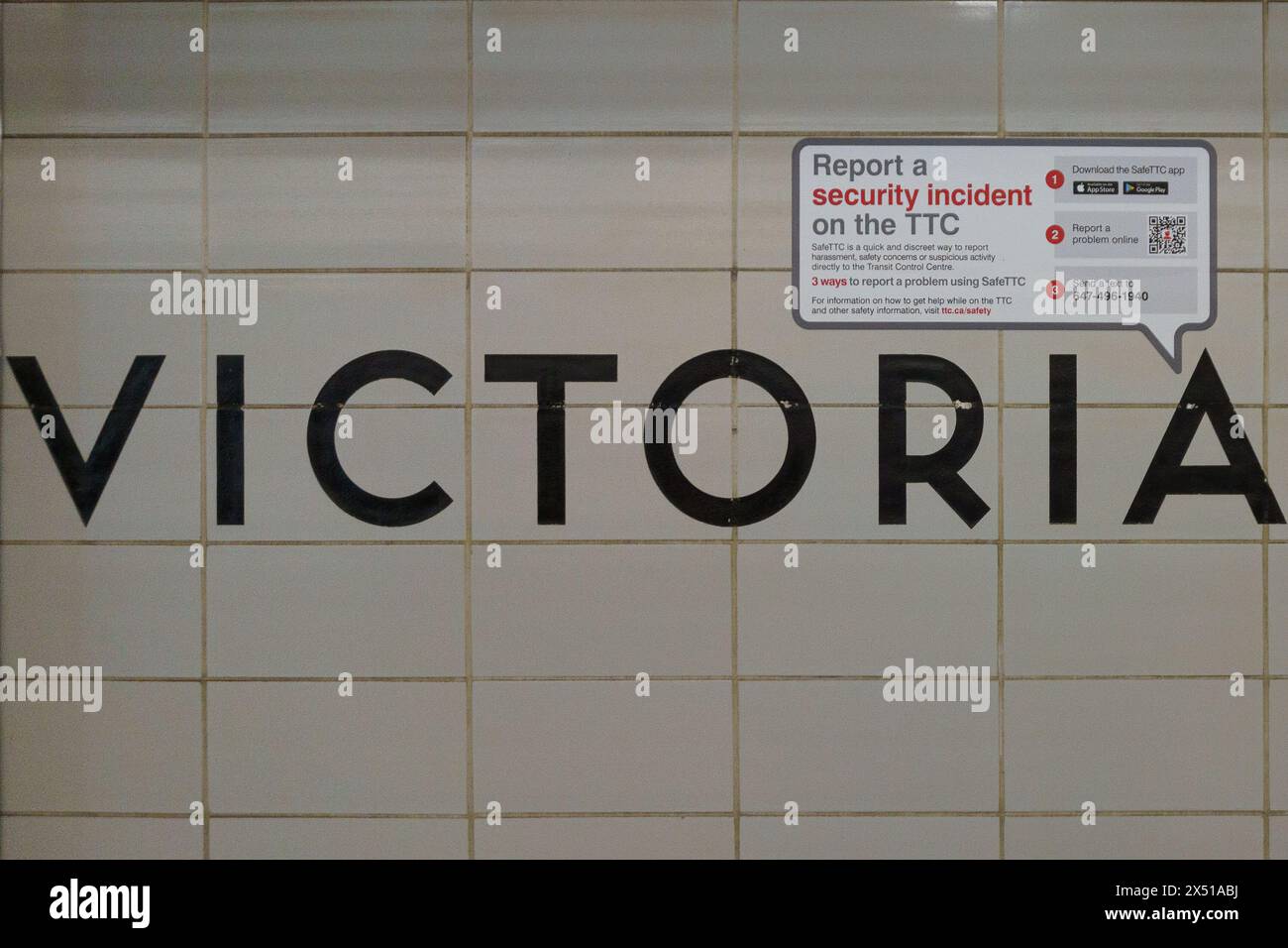 TTC Security App promotion sign in Victoria Park subway station in ...