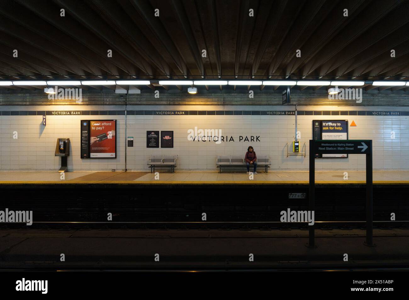 Platform in Victoria Park Subway Station in Toronto, Canada Stock Photo ...