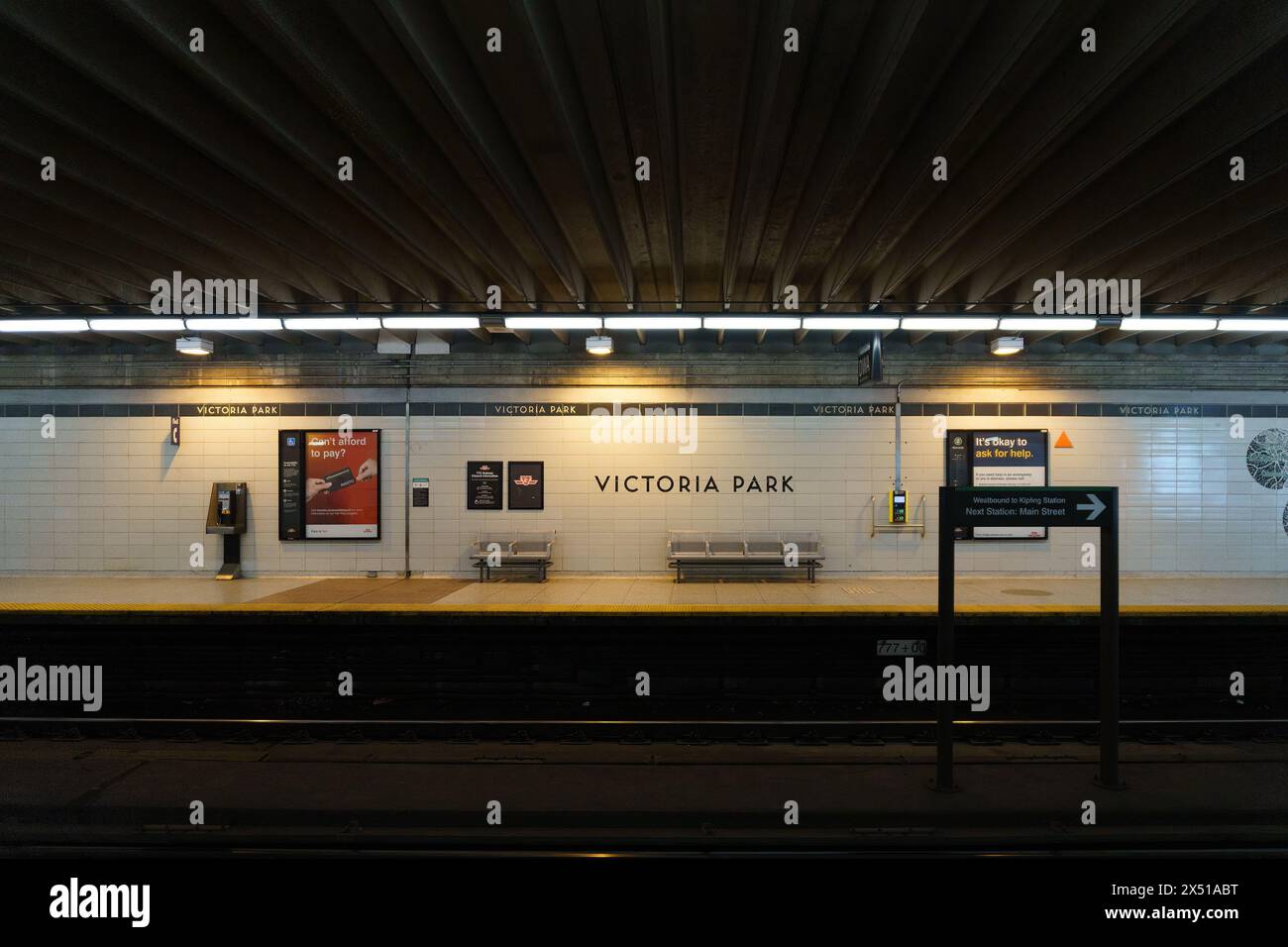Platform in Victoria Park Subway Station in Toronto, Canada Stock Photo ...