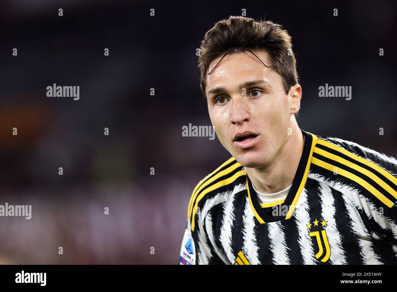 Federico Chiesa of Juventus looks on during the Italian championship ...