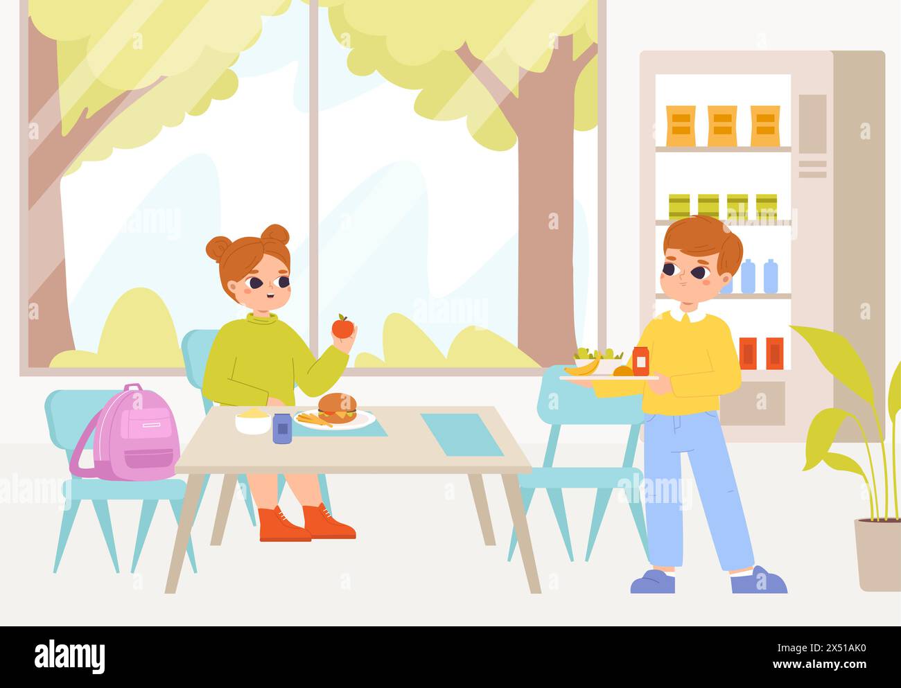 Children on breakfast or lunch on school or kindergarten canteen. Kids ...