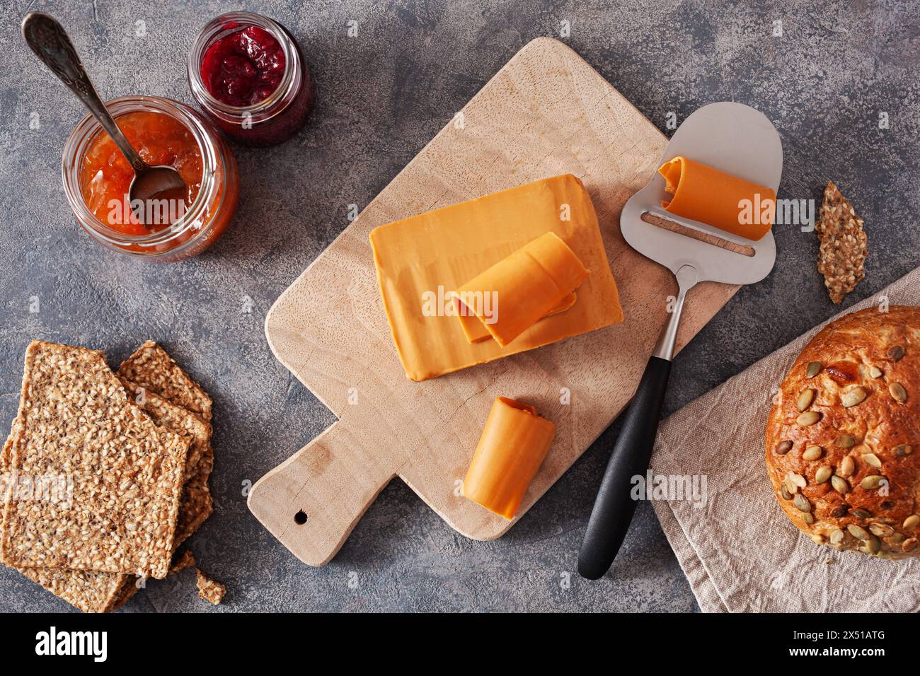 Norwegian brunost traditional brown cheese Stock Photo - Alamy