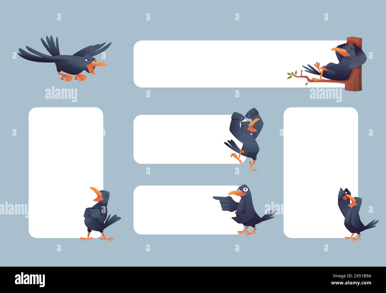 Crow banners black birds with empty web banners with place for text ...