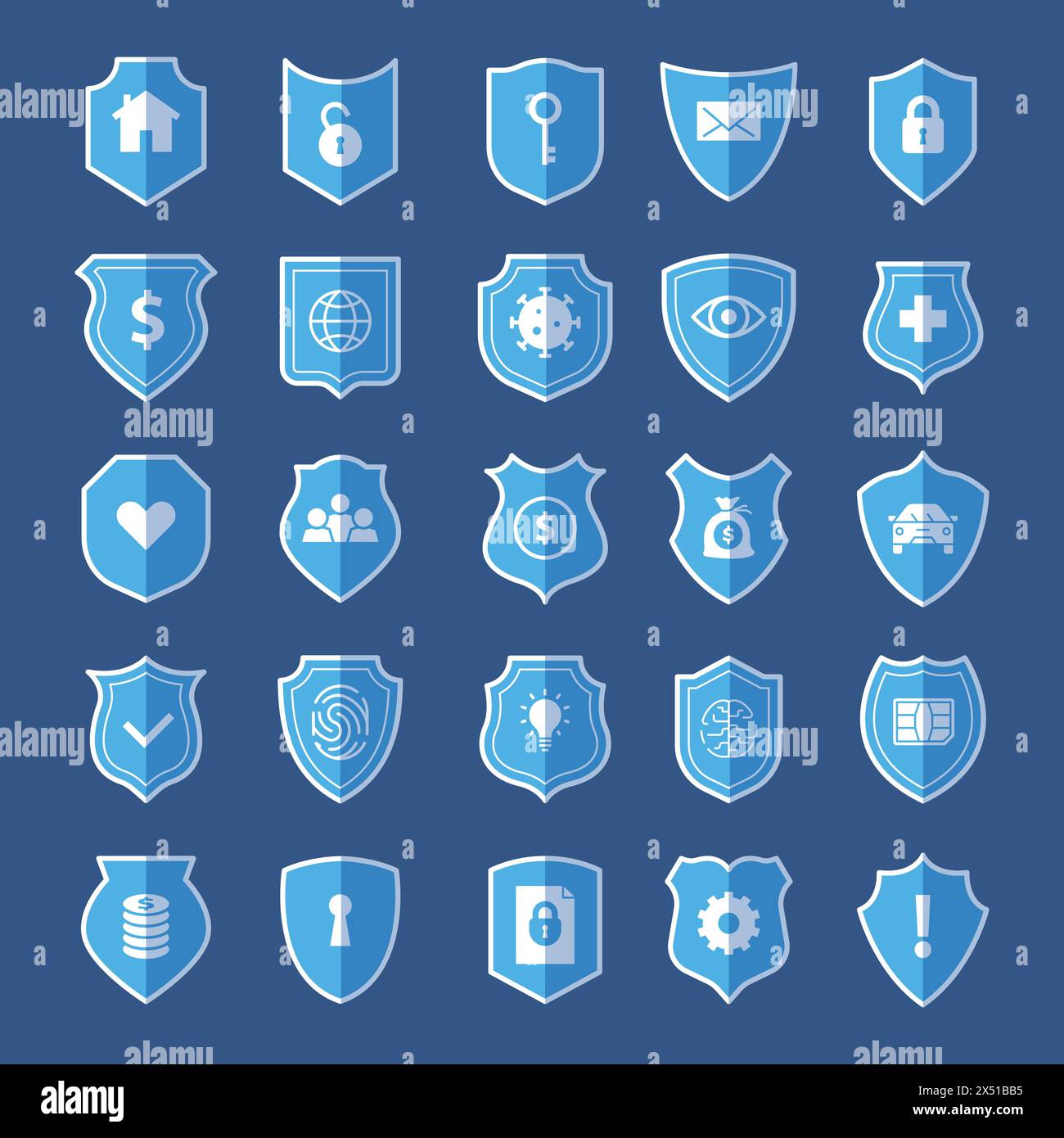 Shield icons. Security systems logo or badges stylized symbols of ...