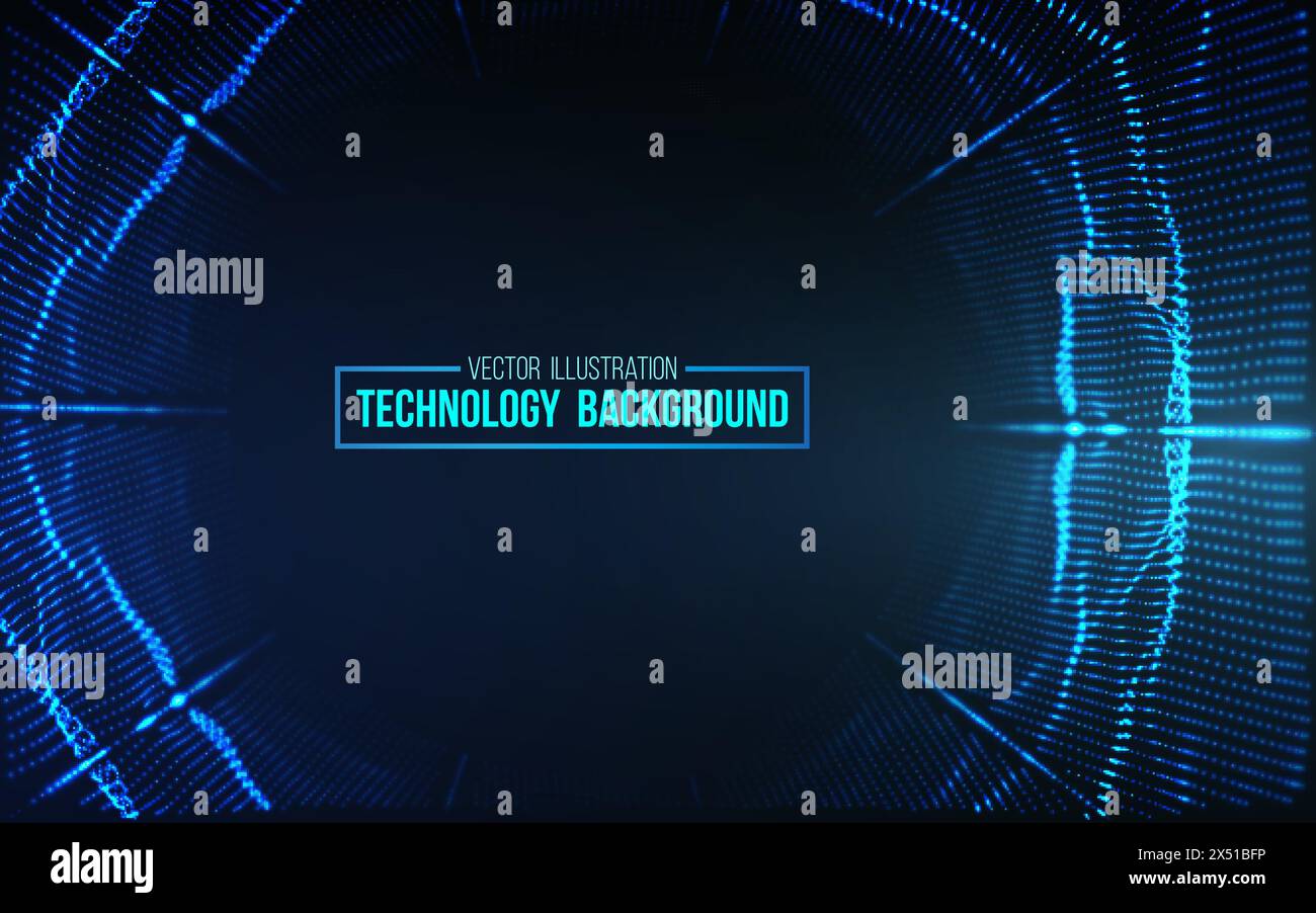 Digital tunnel light technology background. Data flow motion effect ...