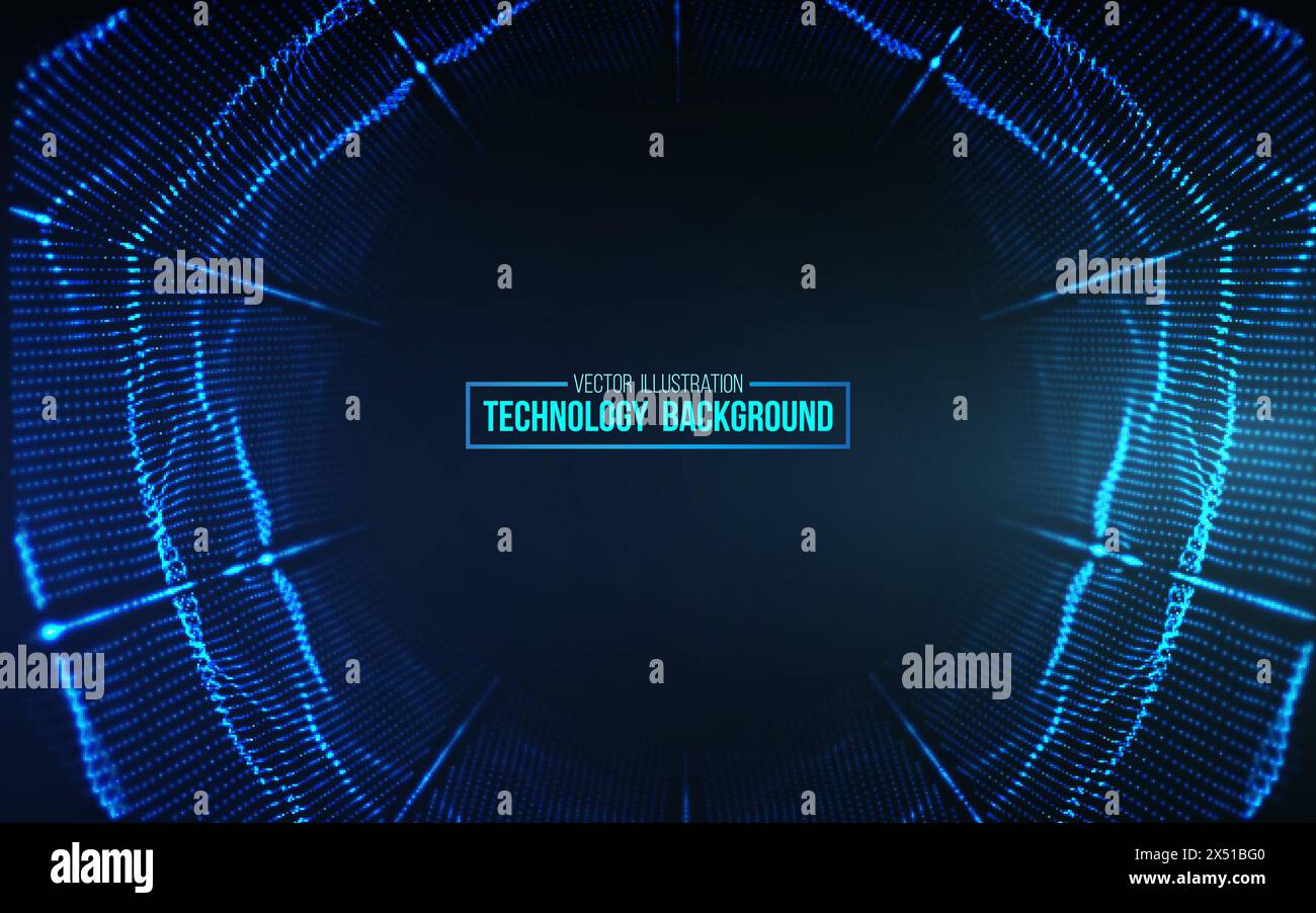 Digital tunnel light technology background. Data flow motion effect ...