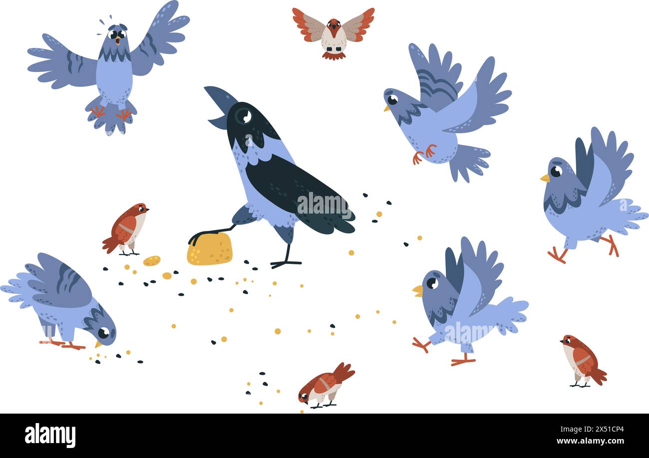 Urban pigeons feeding Stock Vector Images - Alamy