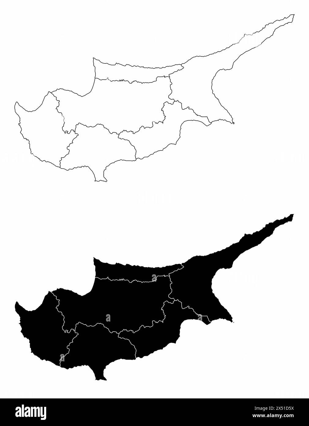 The black and white administrative maps of Cyprus Stock Vector Image ...