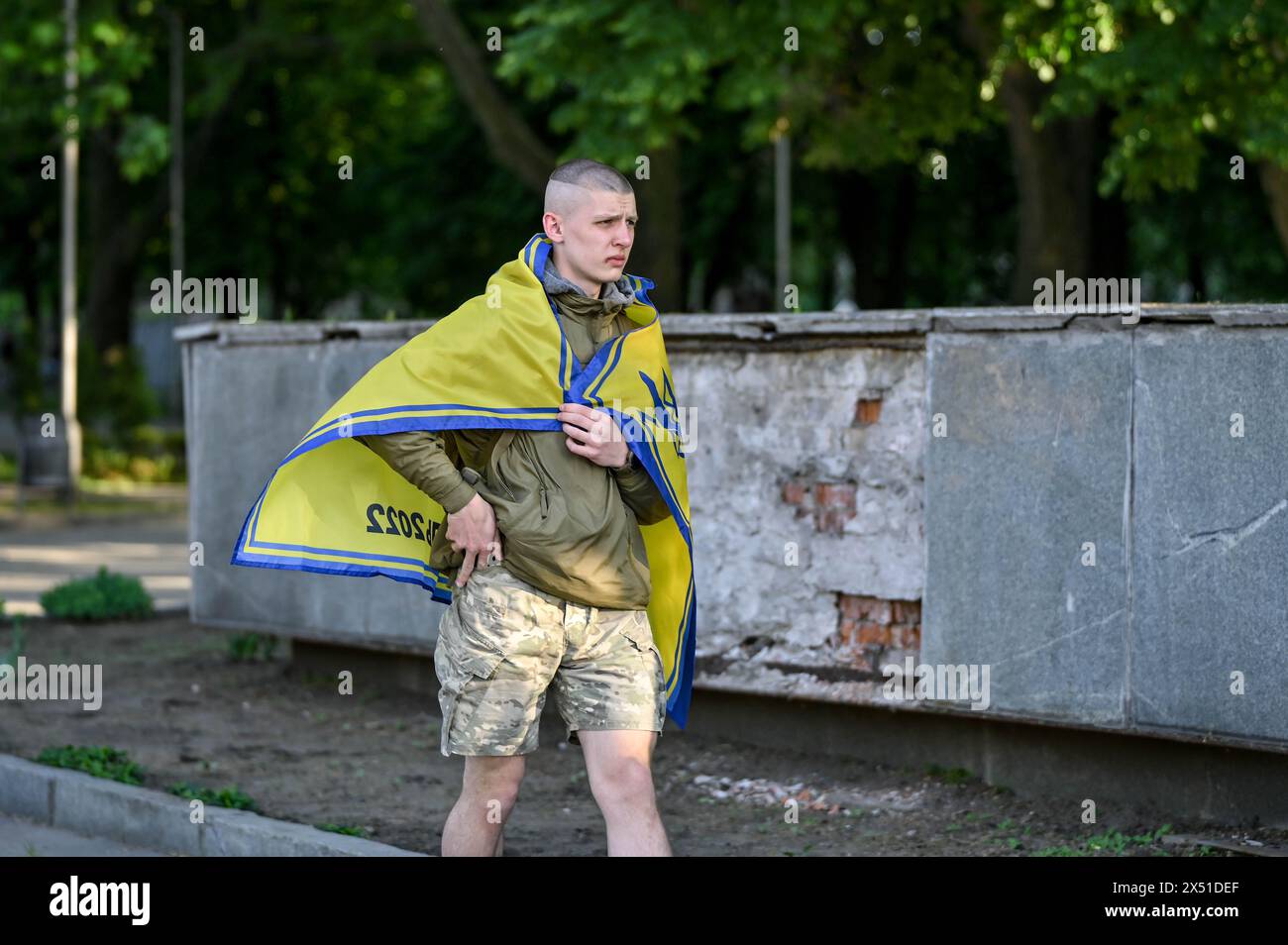 Non Exclusive: ZAPORIZHZHIA, UKRAINE - MAY 5, 2024 - A man attends a ...