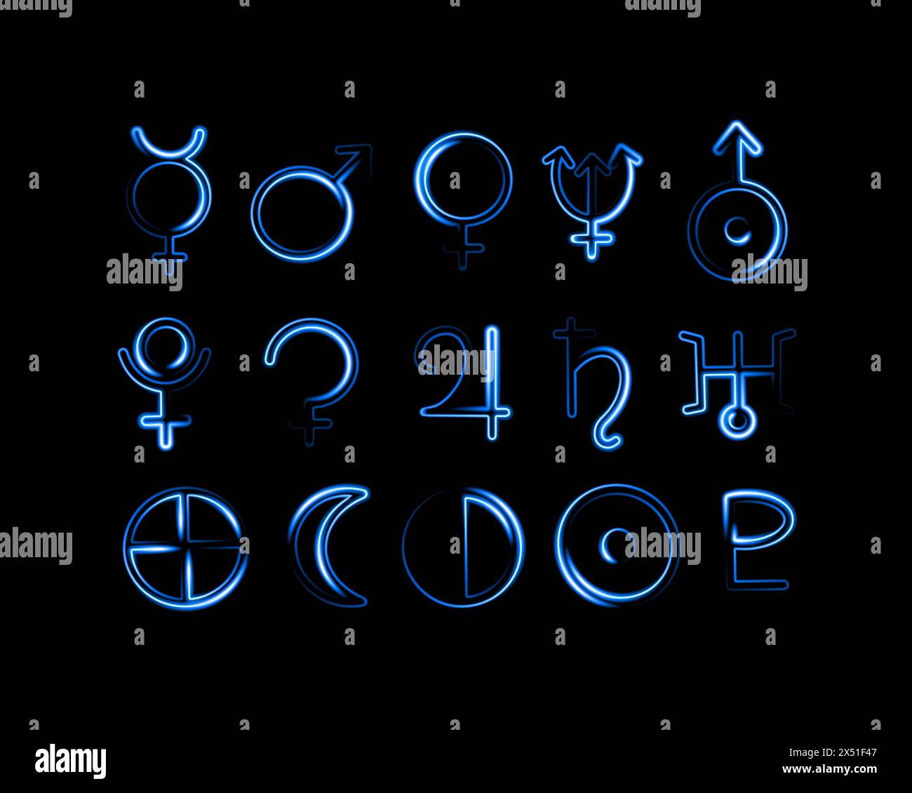 Vector isolated illustration of planet icons set. Astrological ...