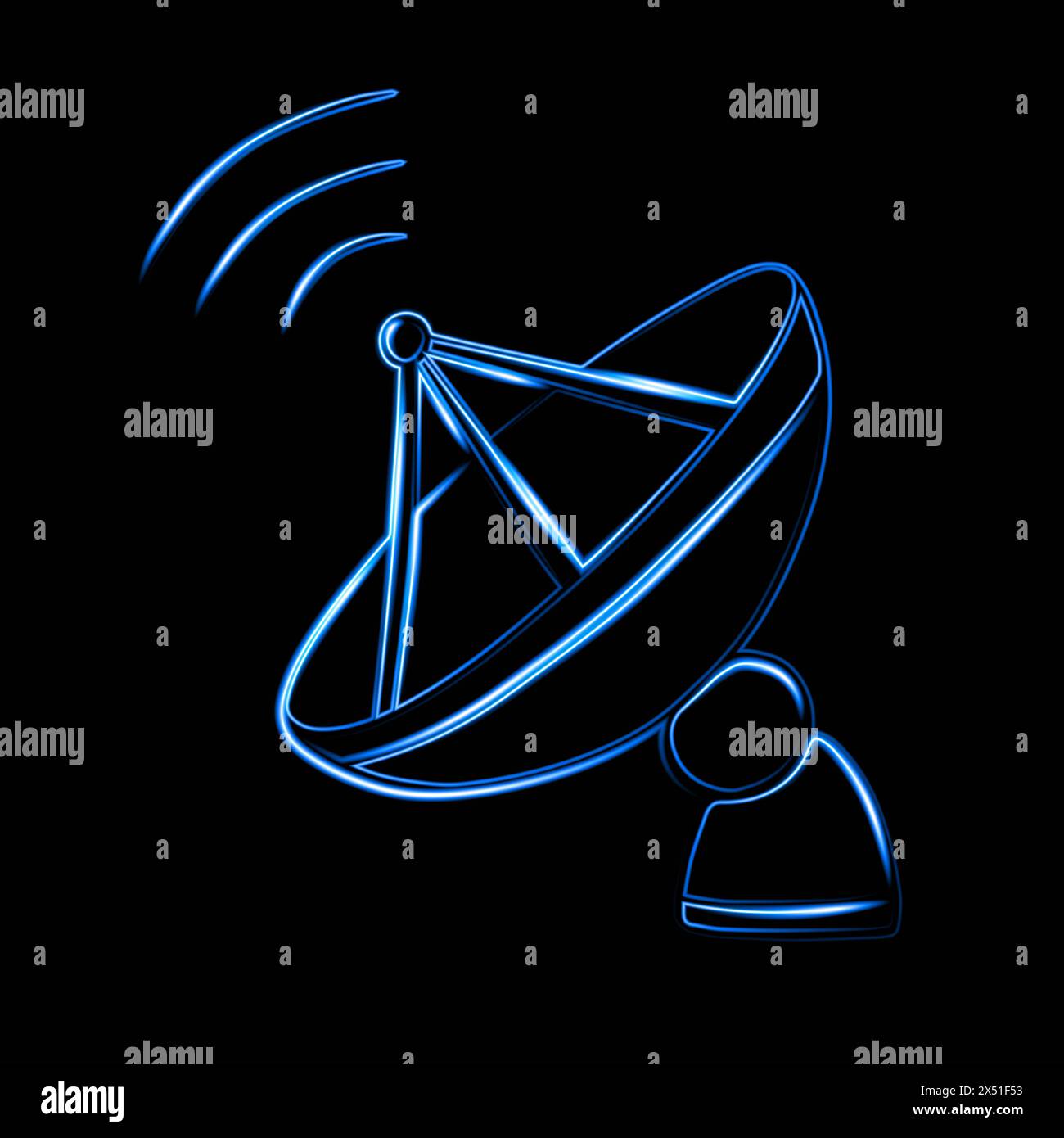 Vector isolated illustration of satellite dish with neon effect Stock ...