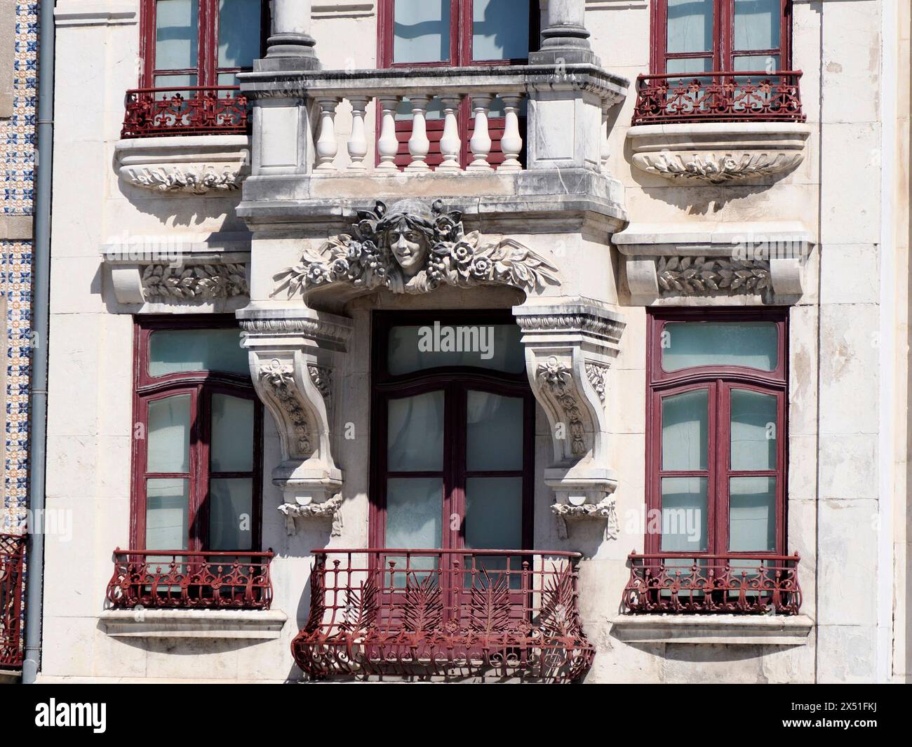 Art nuveau buildings in Aveiro pictoresque village street view, The ...