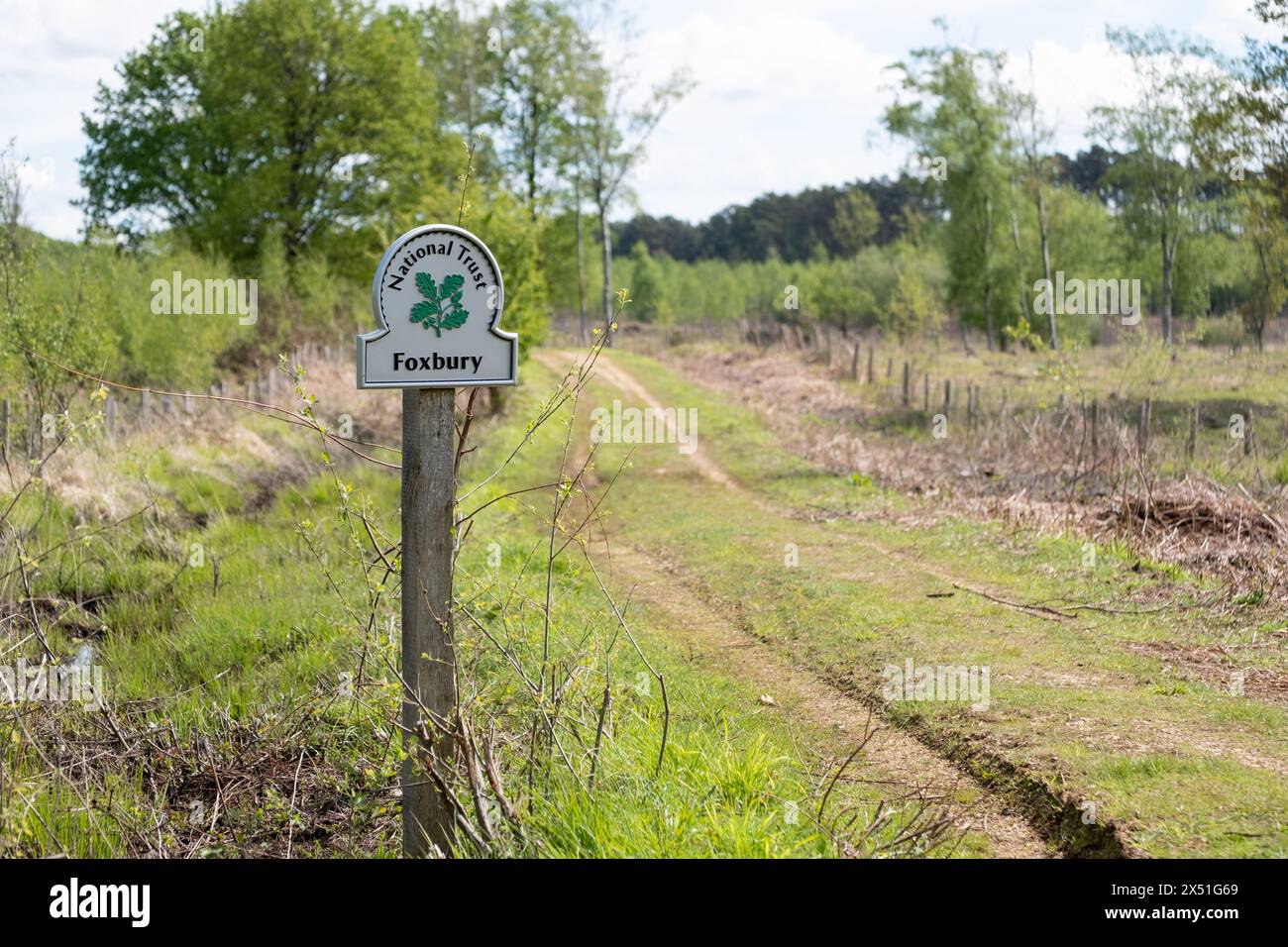 Foxbury National trust sign marking the boundary of the enclosure ...