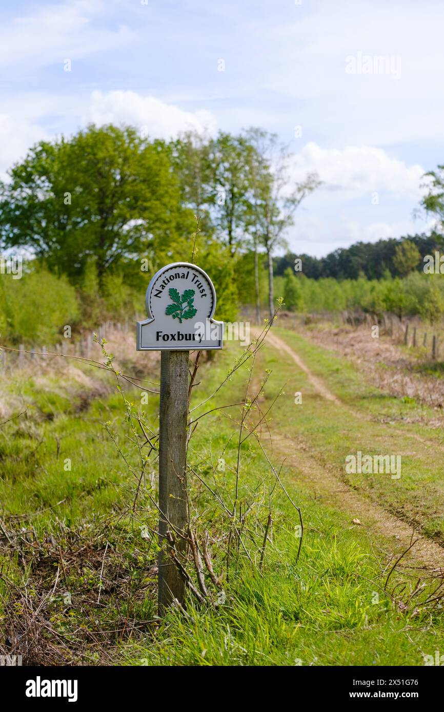 Foxbury National trust sign marking the boundary of the enclosure ...