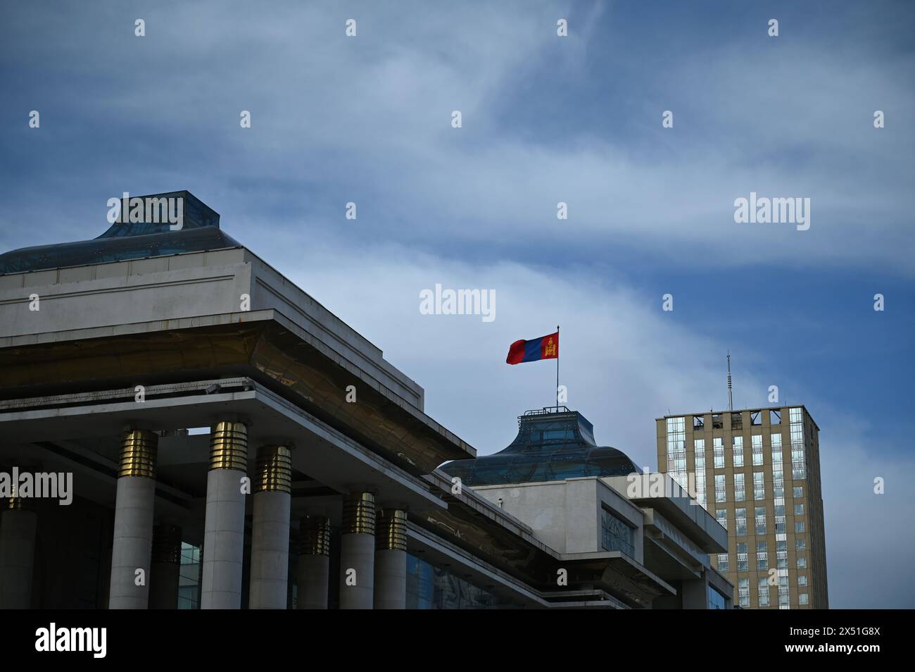 Ulan Bator, Mongolia. 04th May, 2024. A Mongolian flag flies on the ...