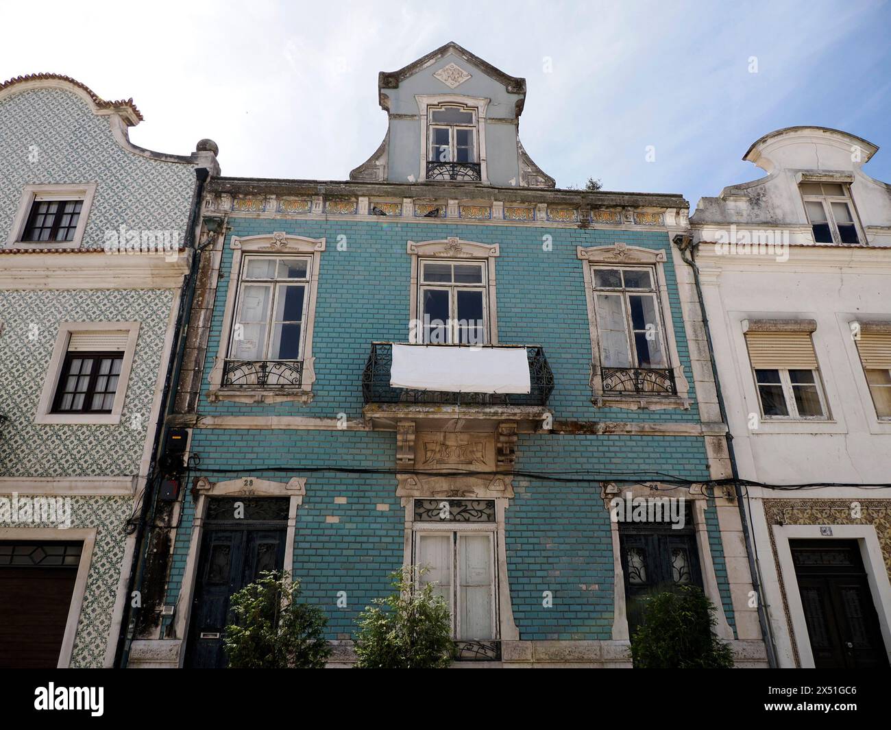 Art nuveau buildings in Aveiro pictoresque village street view, The ...