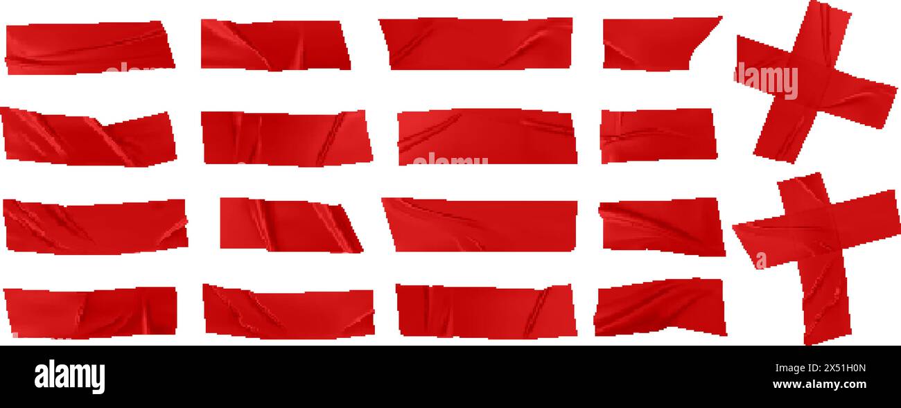 Red duct tape. Scotch glued stripe for repair packaging, adhesive ...