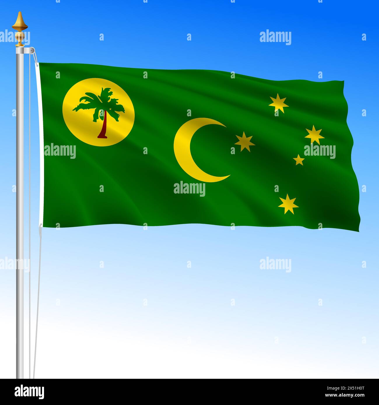 Cocos Islands territory, waving flag, Australia, Oceanian country ...