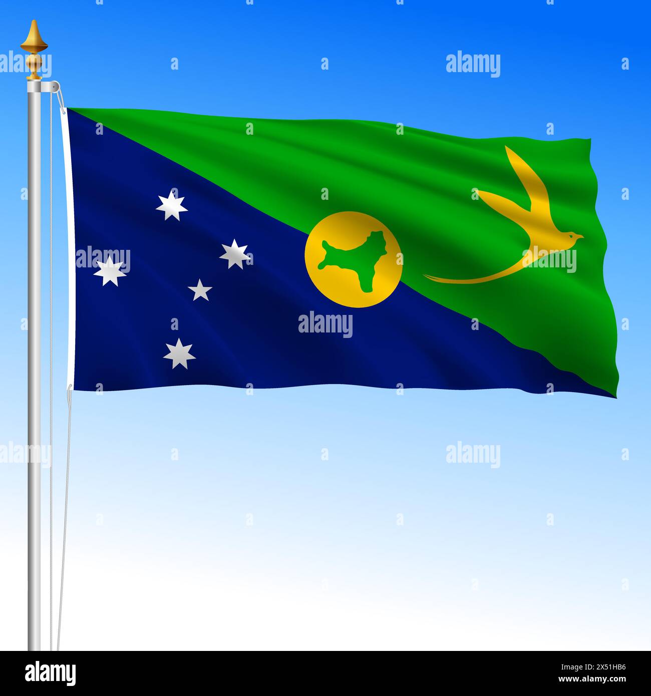 Christmas Island territory, official waving flag, Australia, oceanian ...