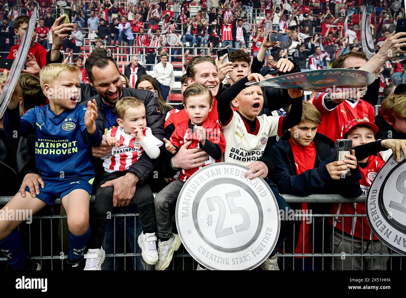 EINDHOVEN - PSV supporters in the Philips Stadium during a lap of honor ...
