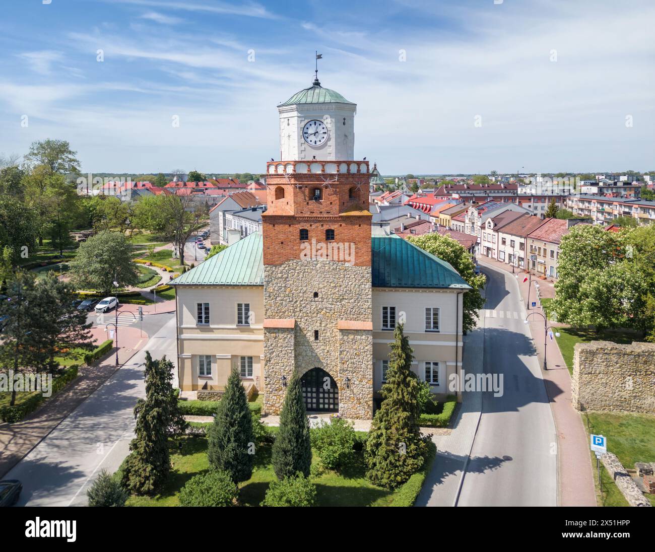 Wielun, Poland. Aerial view of Krakow Gate (Brama Krakowska) and City ...