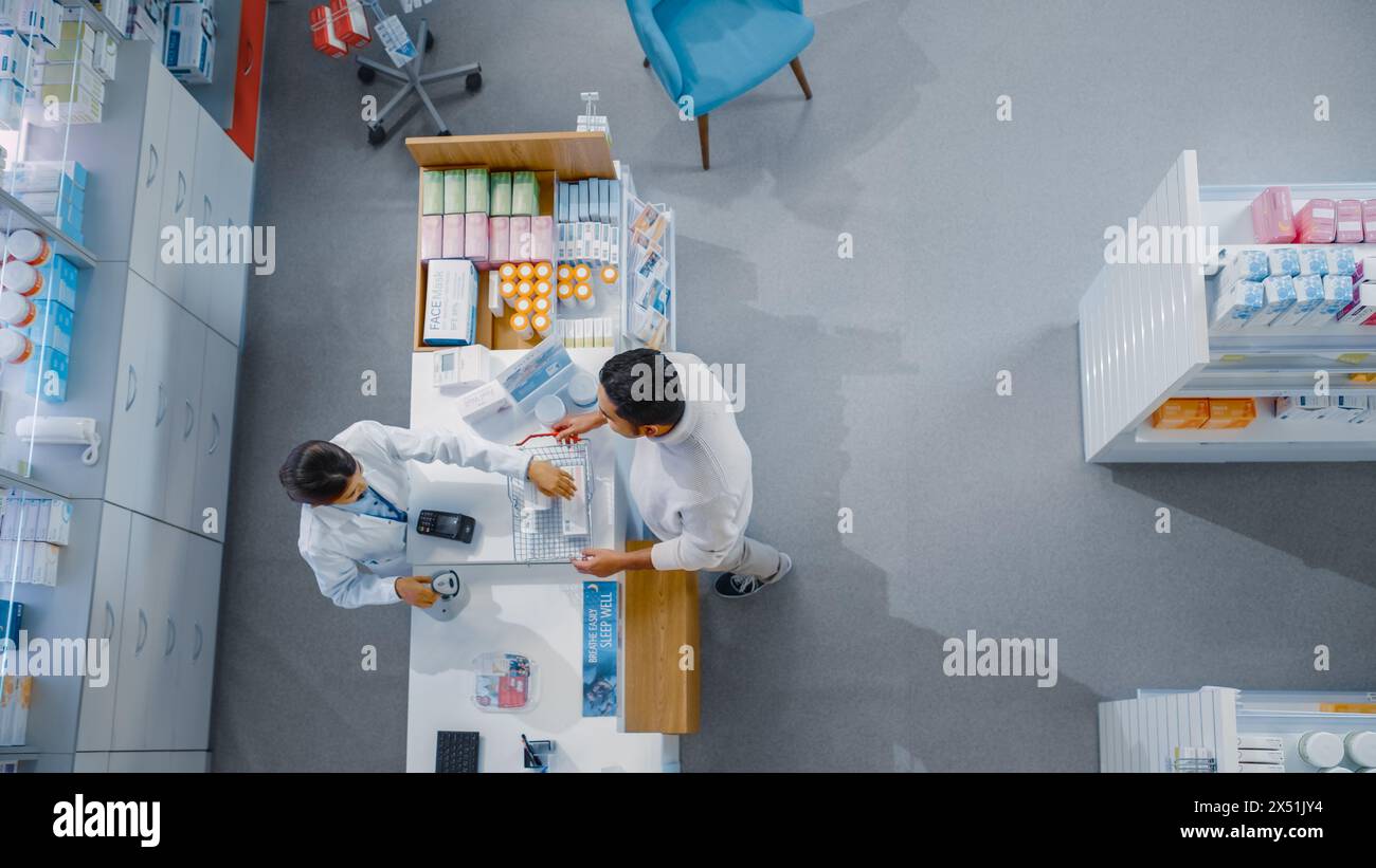 Pharmacy Drugstore Checkout Cashier Counter: Pharmacist Service Diverse ...