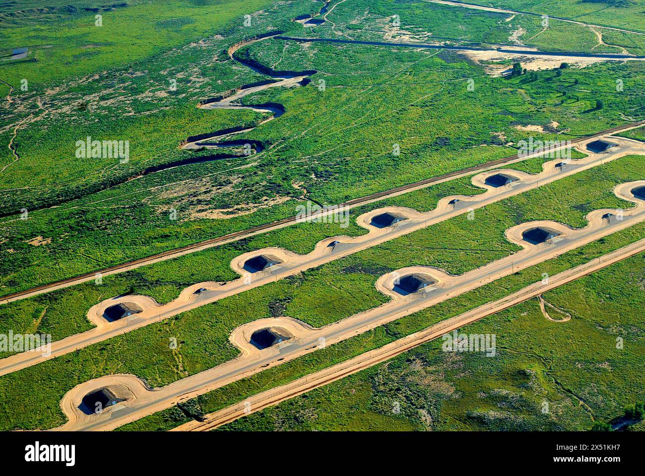 Military Bunkers on an air force base in New Mexico, surrounded by lush ...