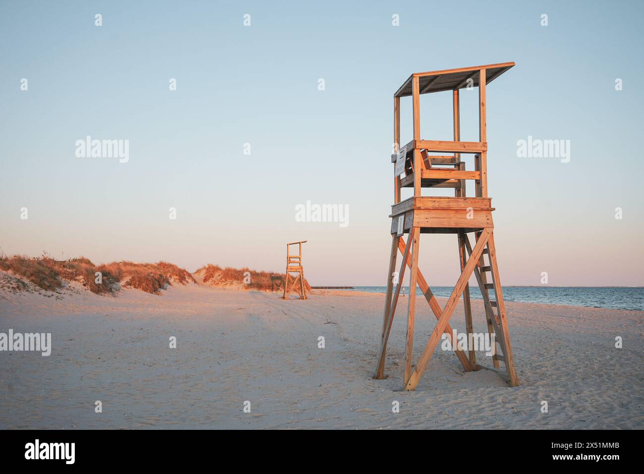 Multiple Lifeguard Towers on an empty Cape Cod beach Stock Photo - Alamy
