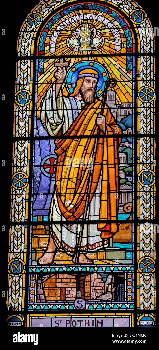 Pothin Stained Glass Saint Pothin Church Lyon France Stock Photo - Alamy
