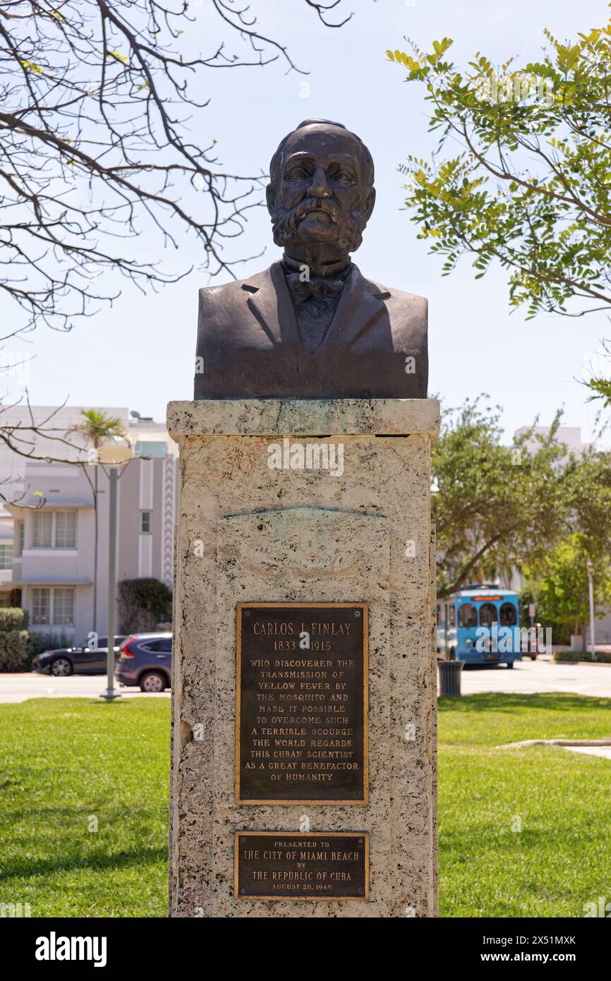 Miami, Florida - April 2, 2024: Cuban scientist Carlos J. Finlay ...