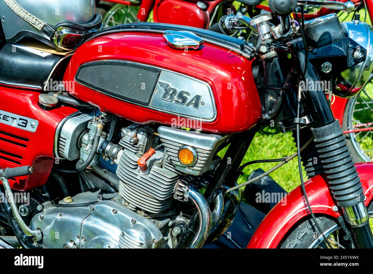 Earsham, Norfolk, UK – May 05 2024. BSA Rocket 3 vintage motorcycle on public display at a local ...