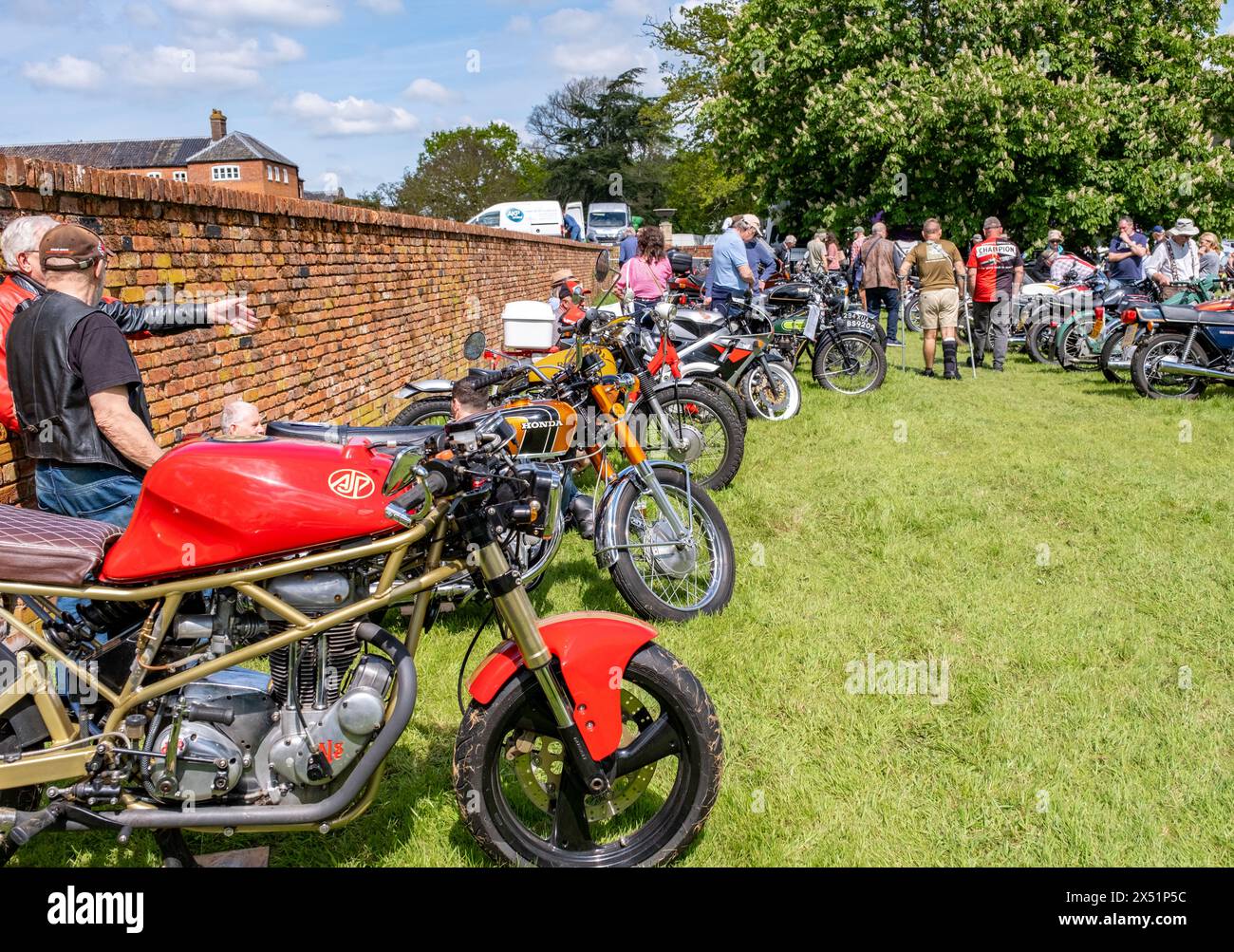 Earsham, Norfolk, UK – May 05 2024. Motorcycle enthusiasts looking ...