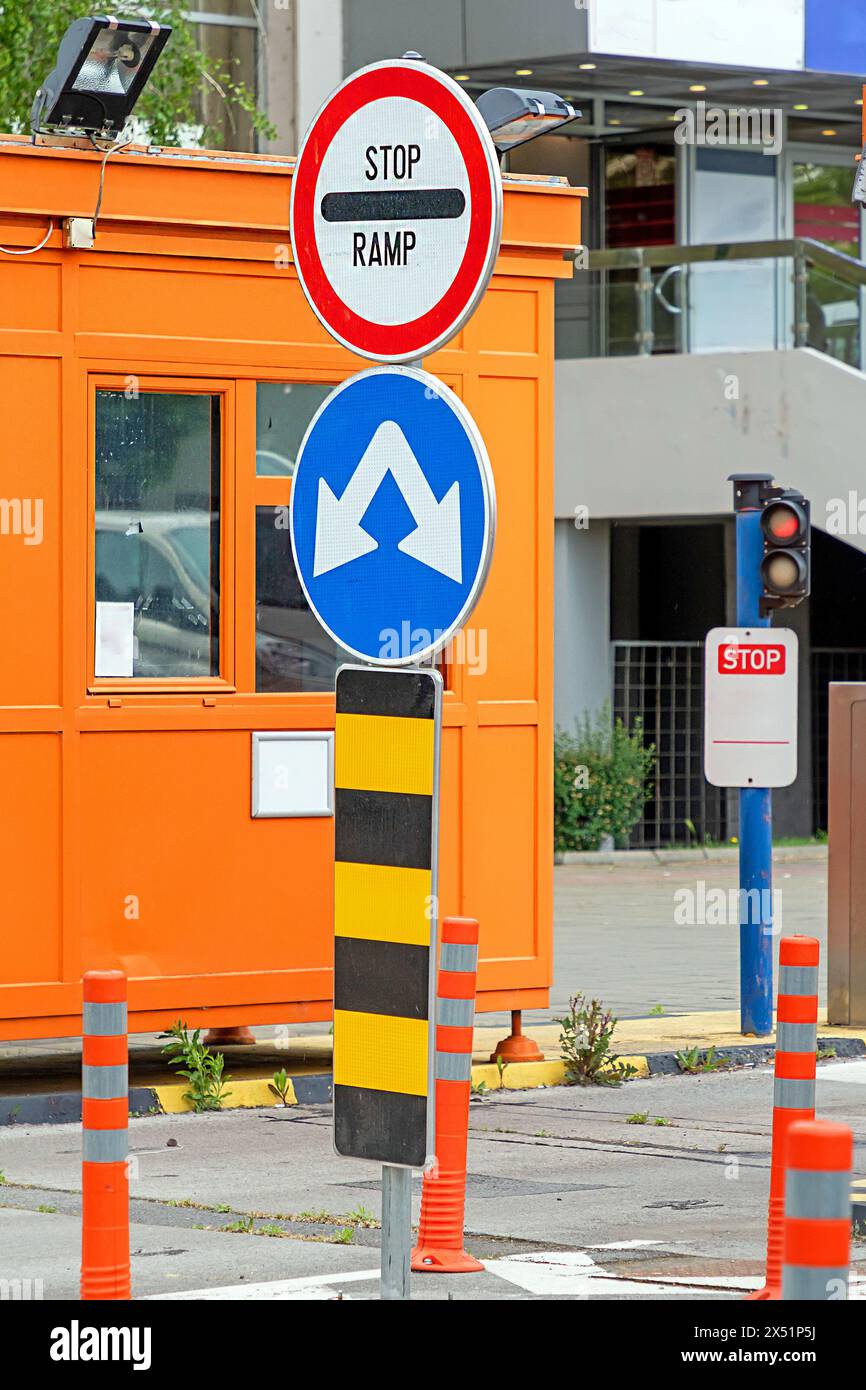Parking entrance ramp outside on an urban city street Stock Photo - Alamy