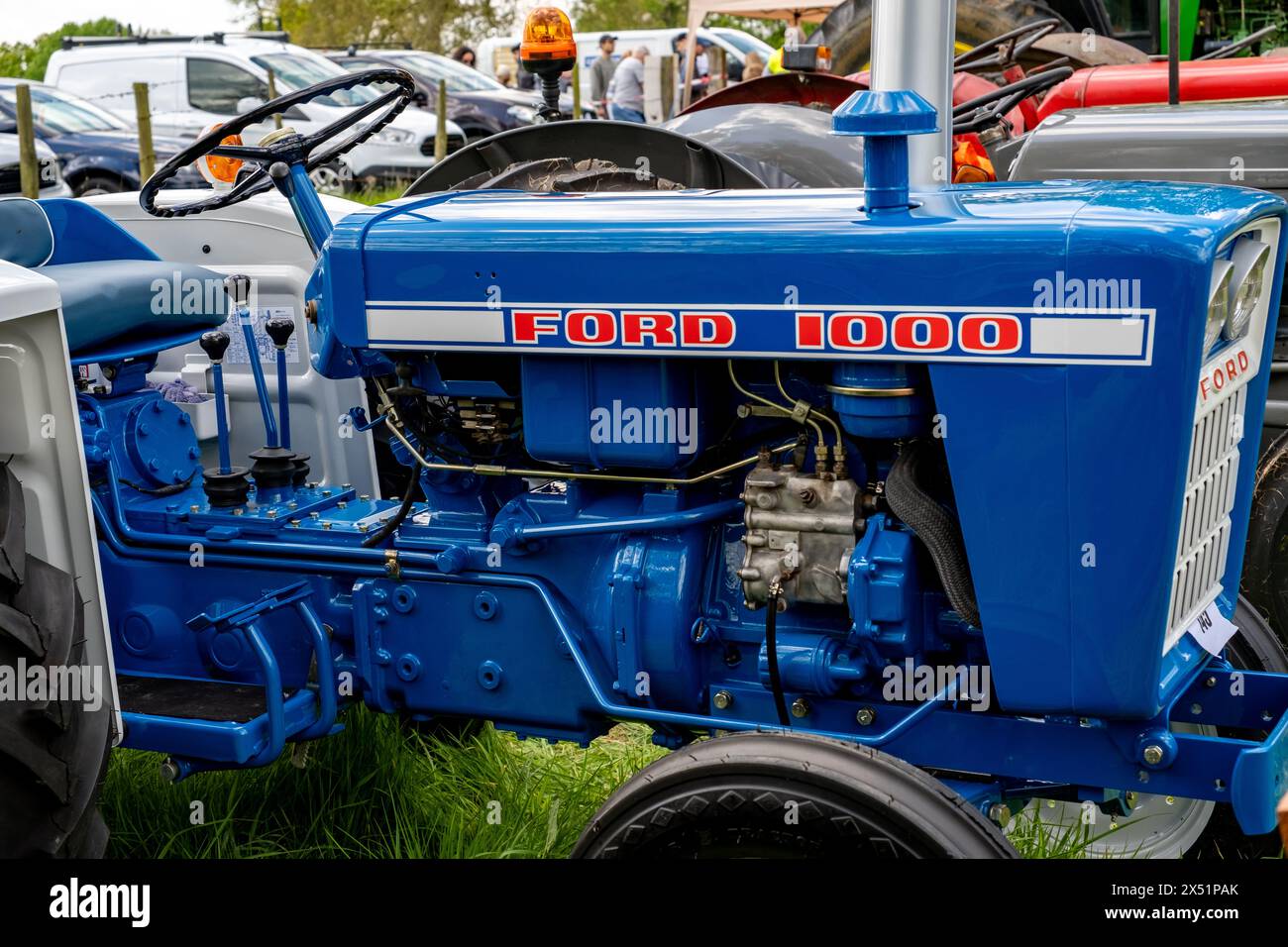 Earsham, Norfolk, UK – May 05 2024. Vintage Ford 1000 tractor on public ...