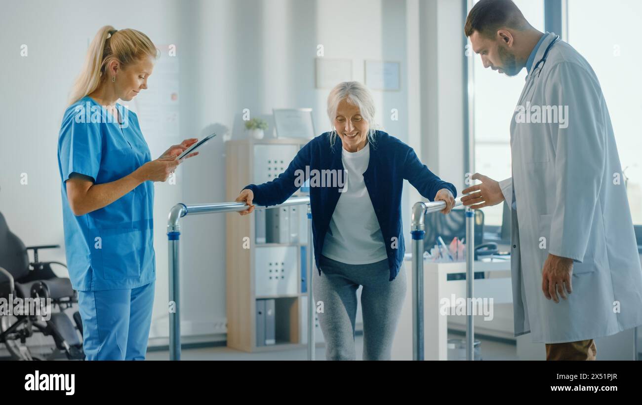 Hospital Physical Therapy: Portrait of Strong Senior Female Patient ...
