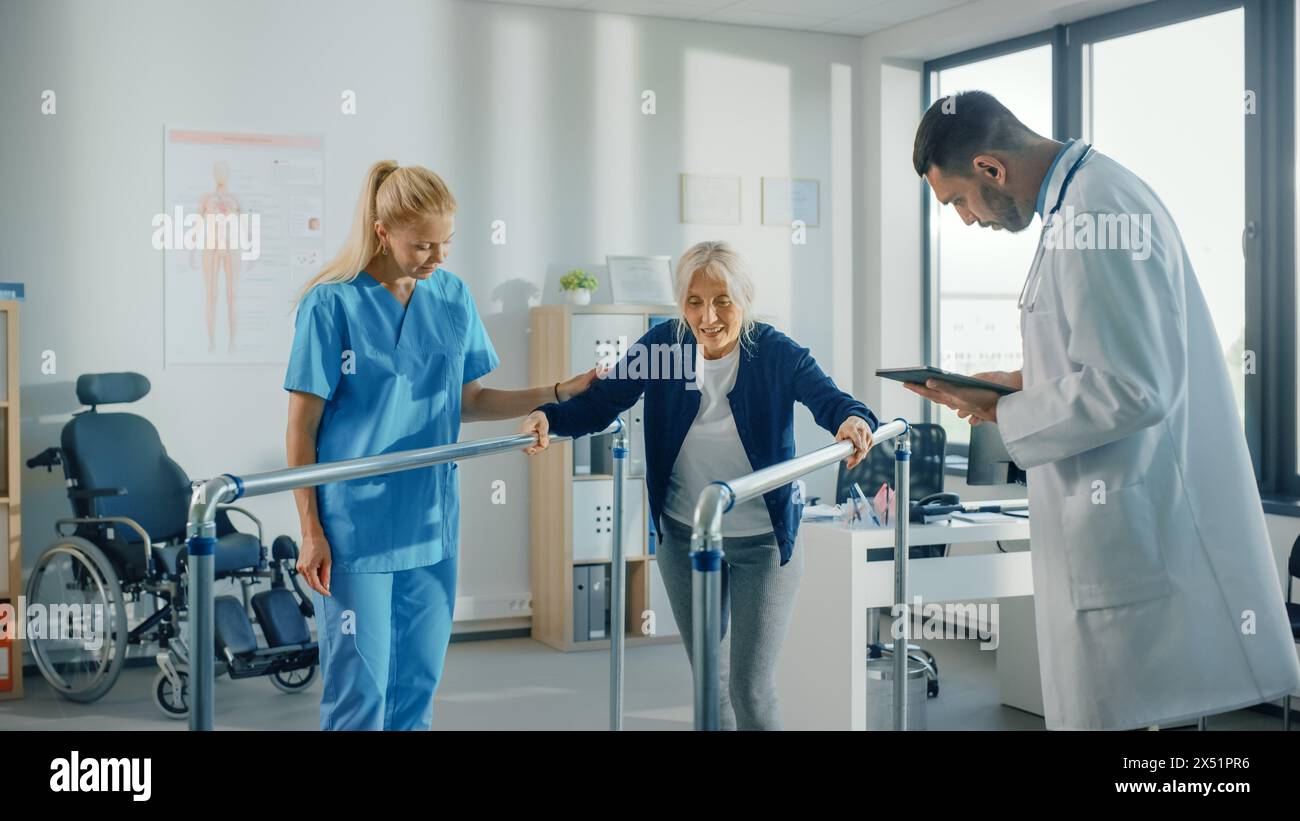 Hospital Physical Therapy: Portrait of Strong Senior Female Patient ...