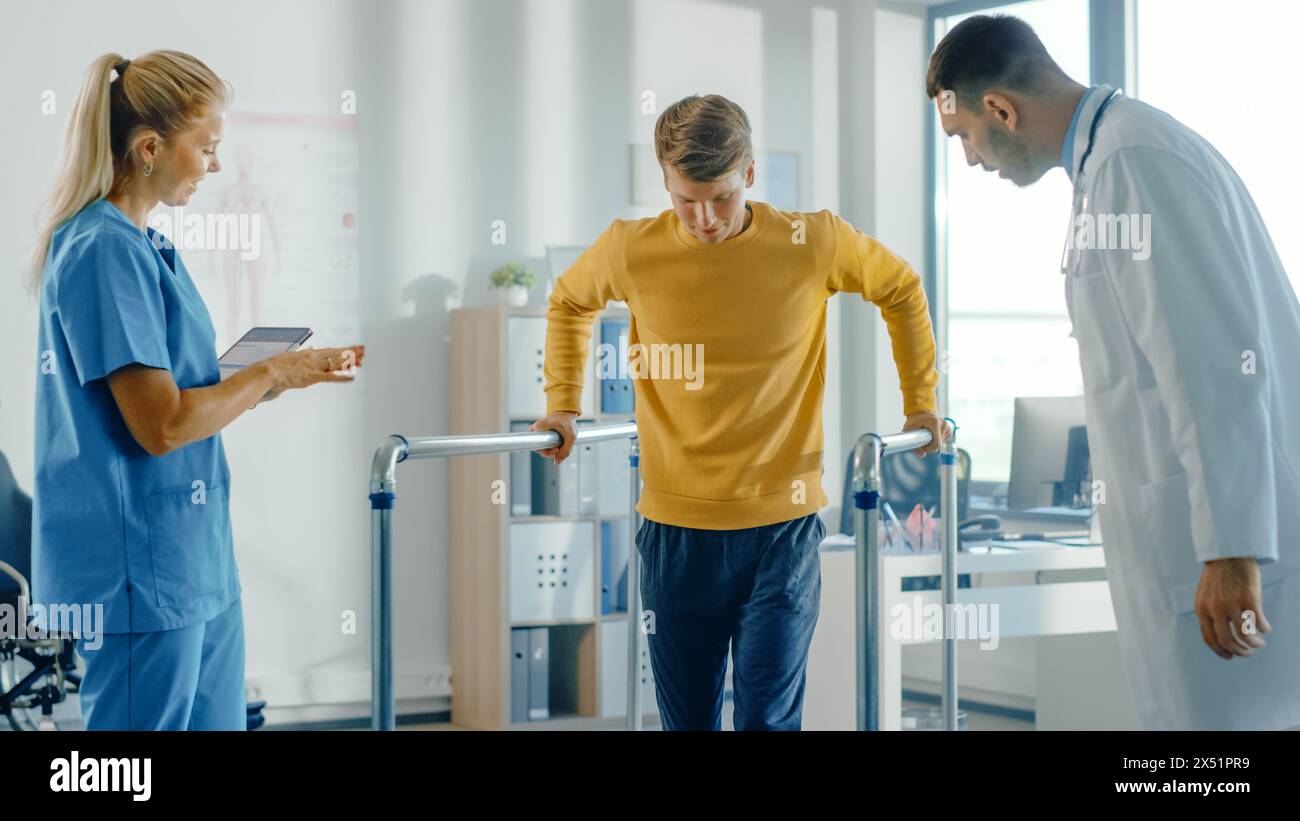 Hospital Physical Therapy: Strong Male Patient with Injury Successfully ...