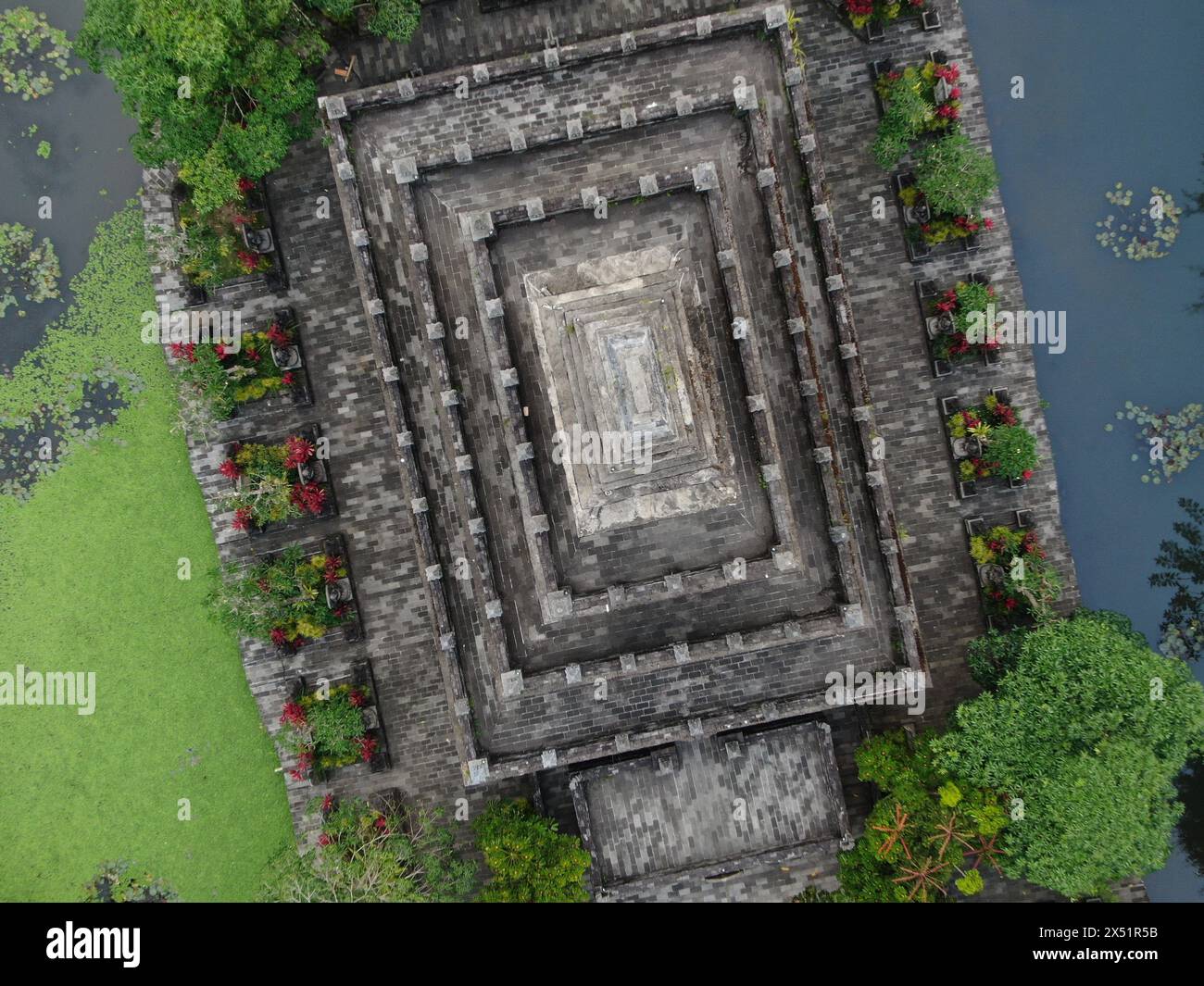 Aerial of contemporary Hindu temple, Tumpang, Malang, East Java ...