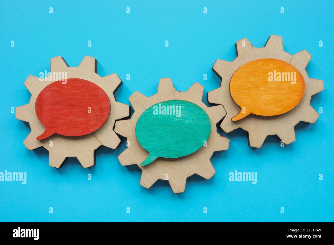 Gears with speech bubbles. Communication, teamwork or brainstorm Stock ...