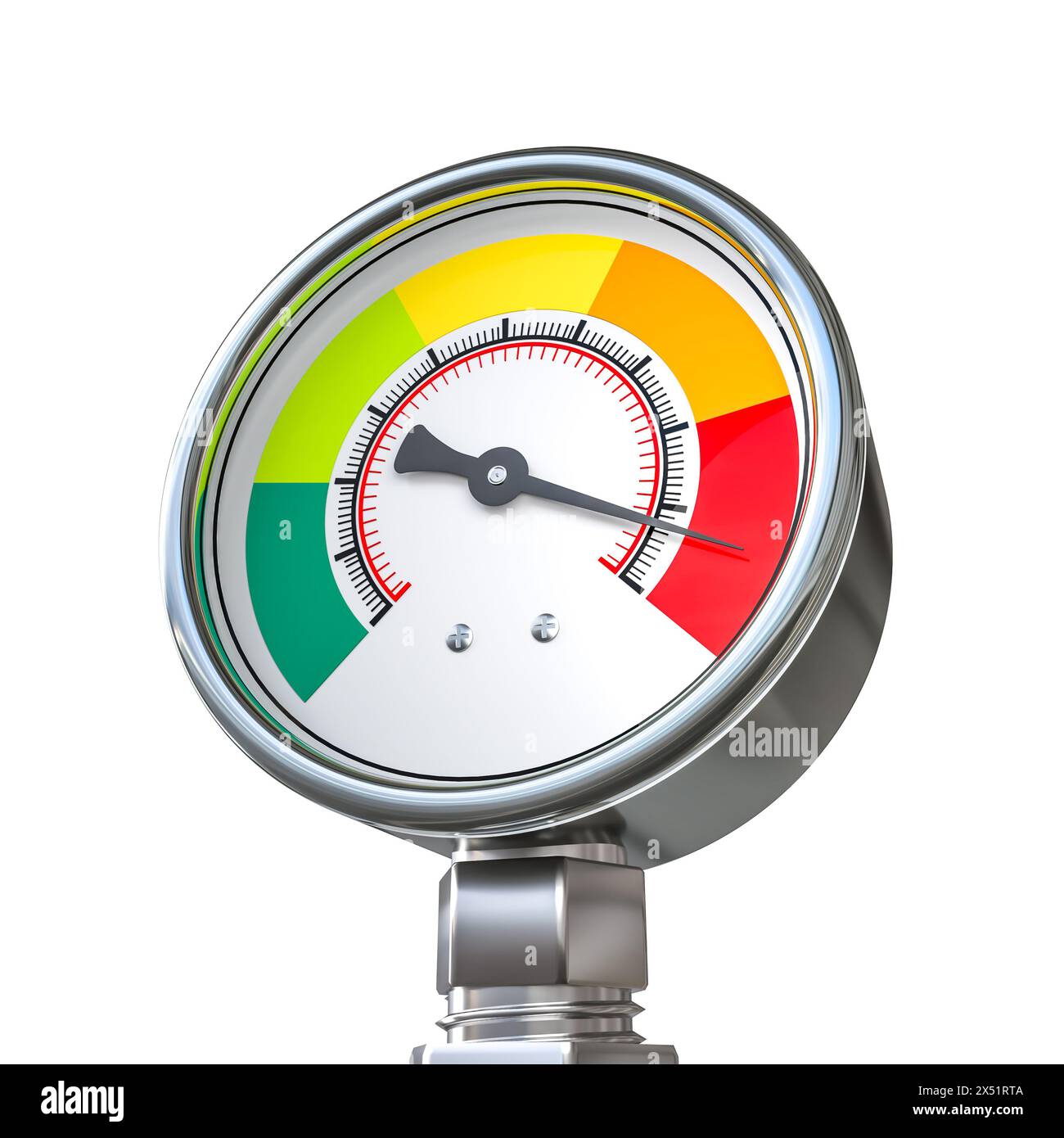 3d Rendering Of Pressure Gauge With A Colorful Dial Against Isolated On