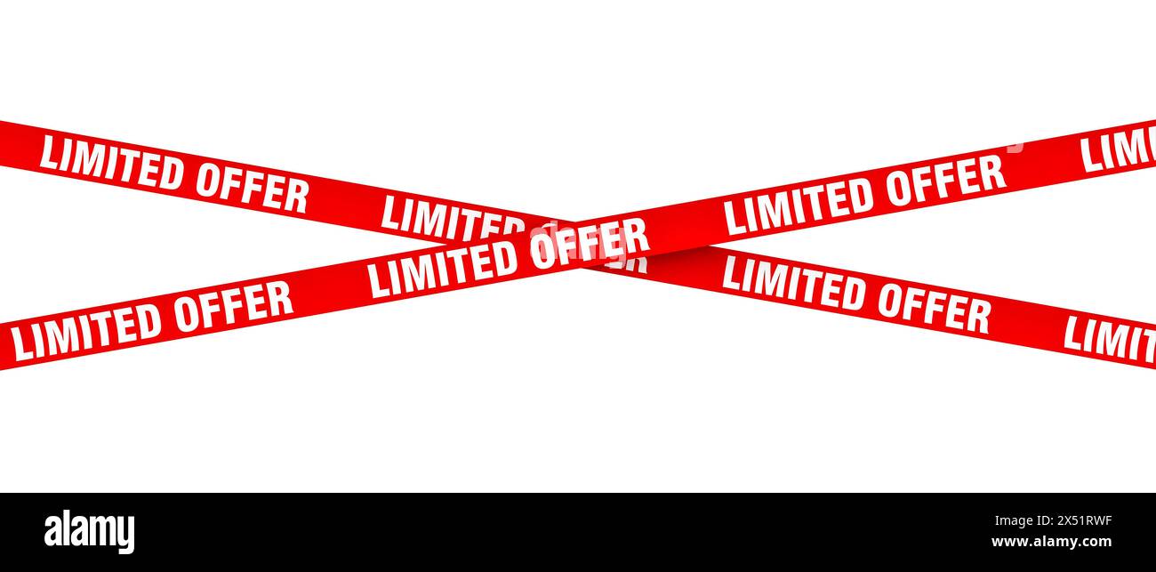 Crossed red tape with the text limited offer isolated on a transparent ...